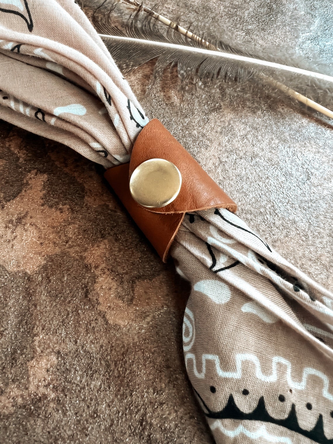 Leather Bandana Slide With Snaps Bandana Slide Scarf Slide - Etsy