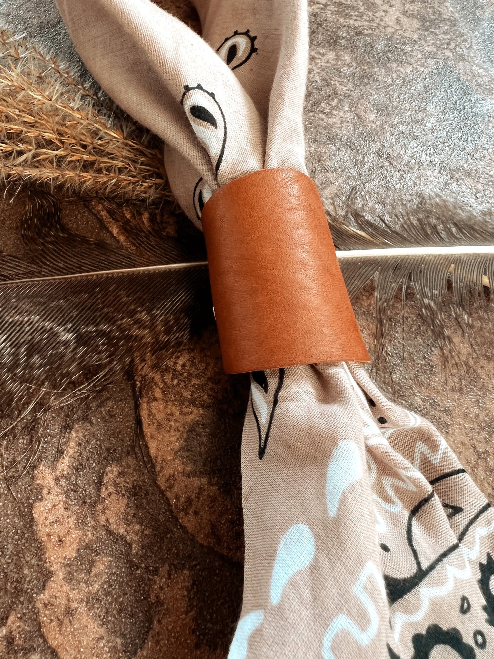 Leather Bandana Slide With Snaps | Bandana Slide | Scarf Slide ...