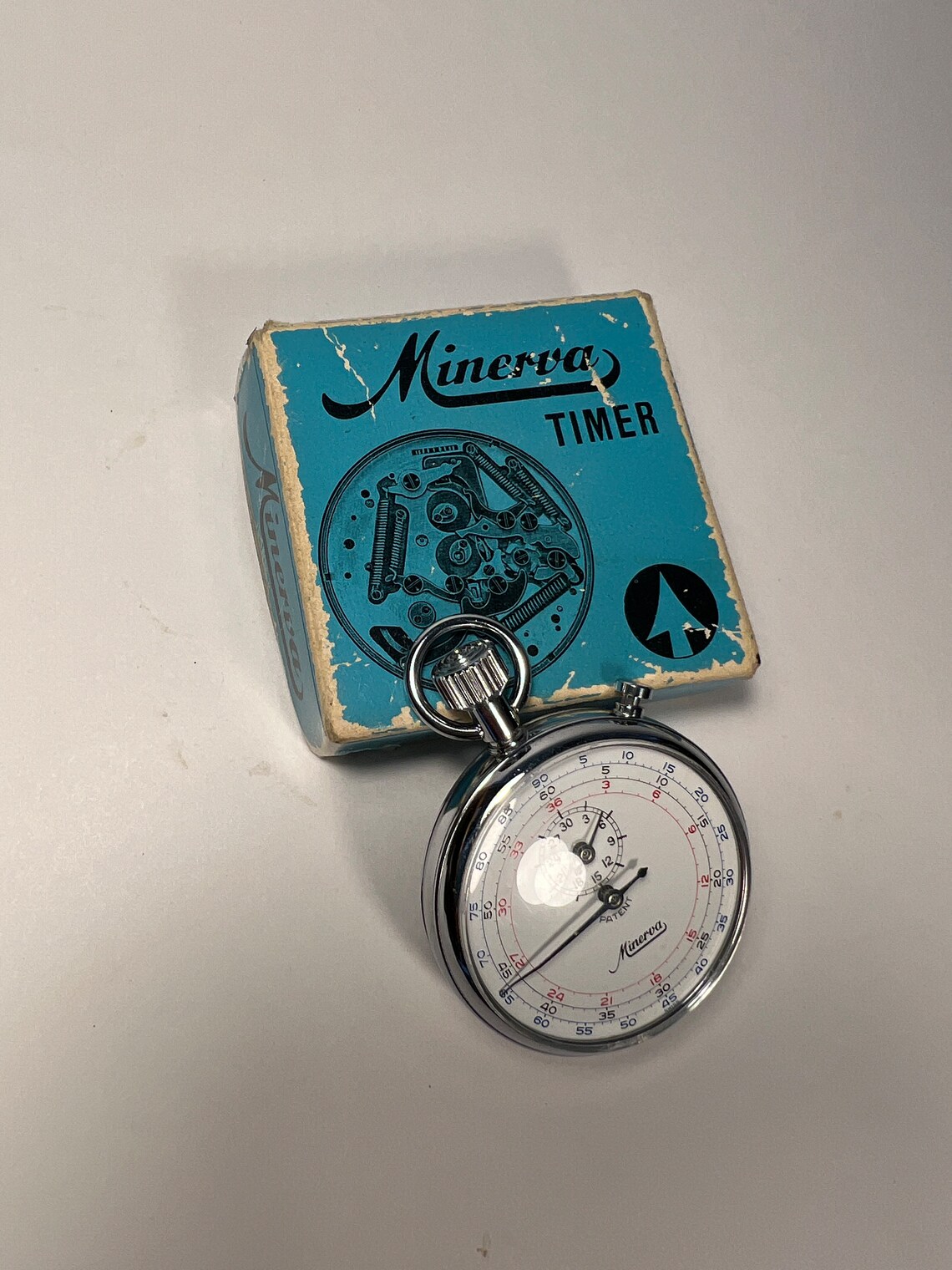 Minerva Stopwatch in Box, Vintage, Made in Switzerland, Numbered 106F ...
