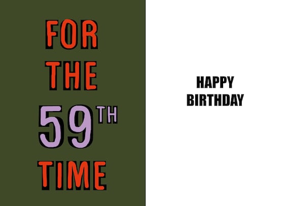 Happy 59th Birthday Funny 59th Birthday Card 59 Years Old | Etsy