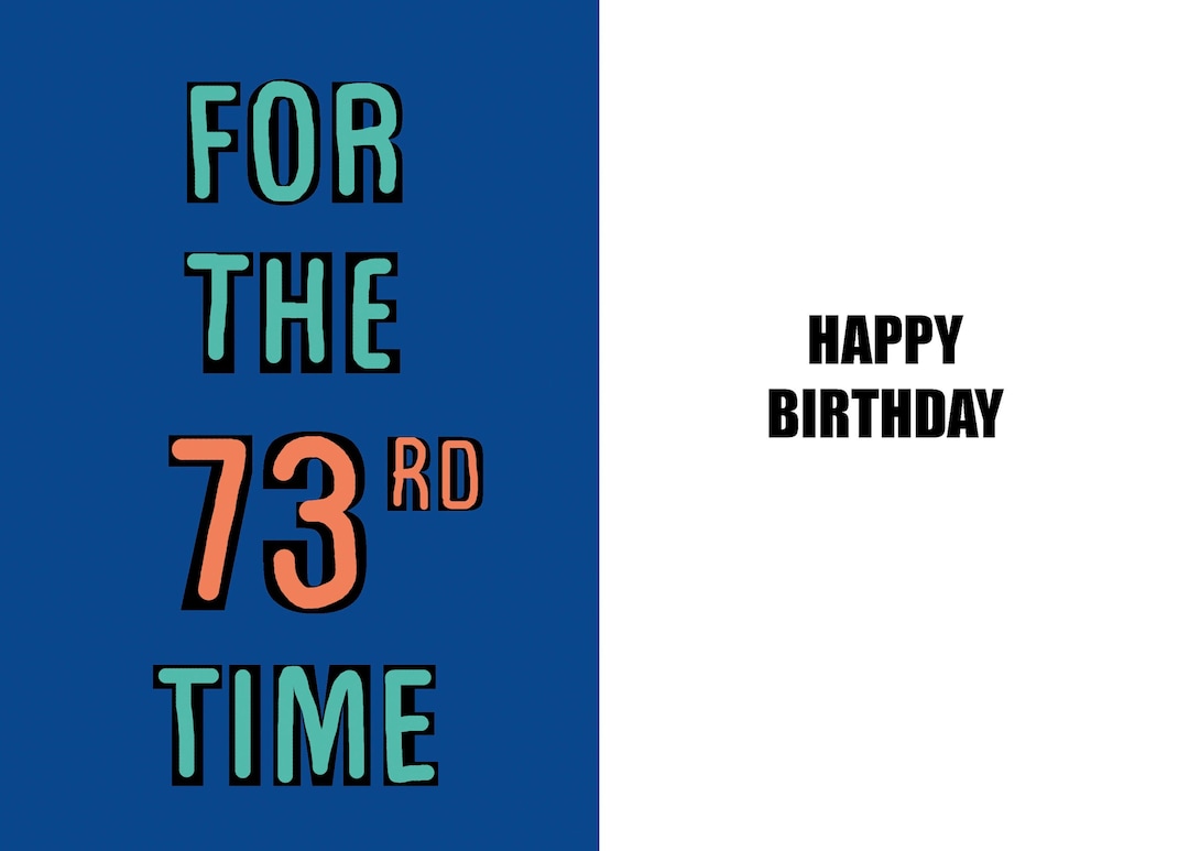 Happy 73rd Birthday - Funny 73rd Birthday Card - 73 Years Old - a Witty ...