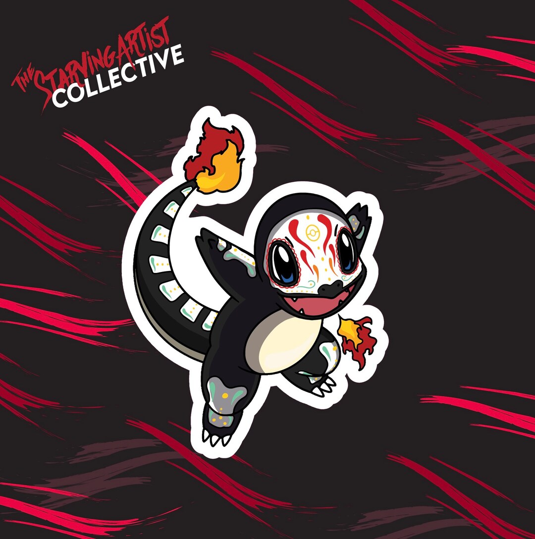 Sugar Skull Charmander Die Cut Vinyl Sticker - Etsy
