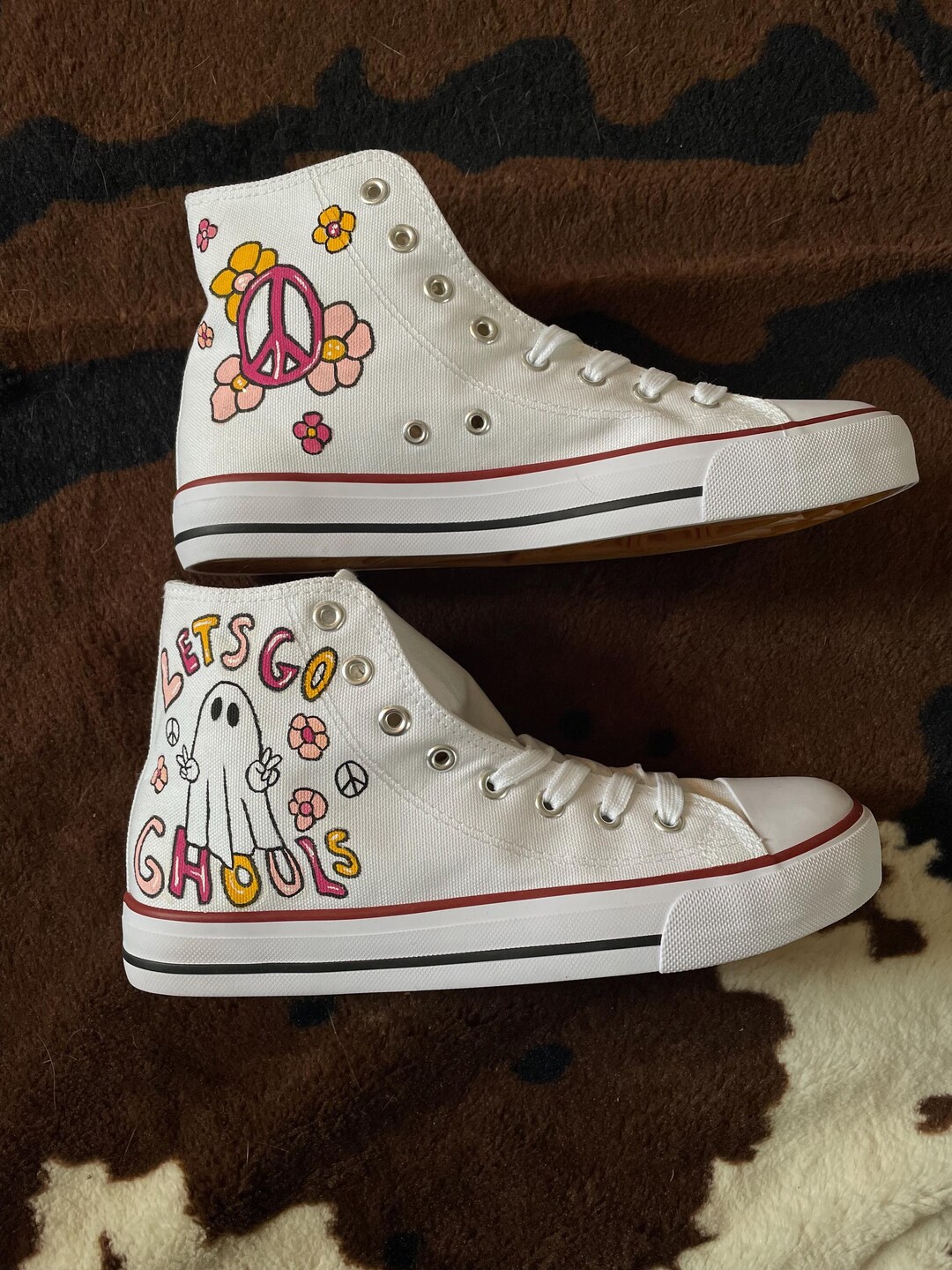 Custom Painted Shoes - Let's Go Ghouls Groovy Ghost Kicks - Etsy