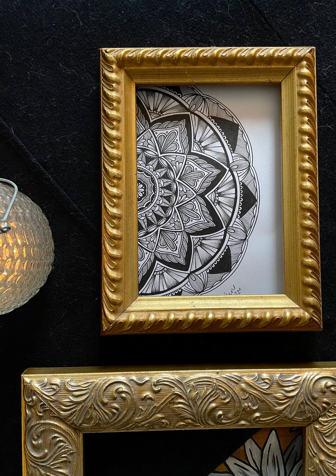 Hand Drawn Half Ink Mandala Design - Etsy