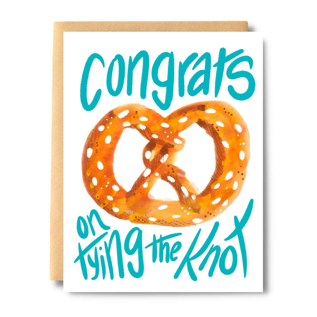 Funny Pretzel Wedding Card: Congrats on Tying the Knot - Etsy