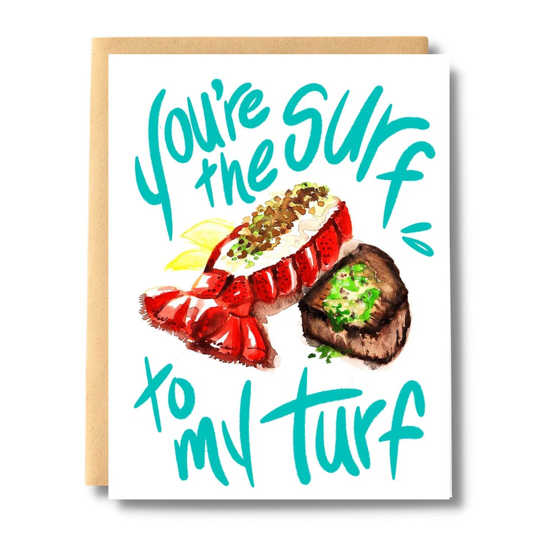 Surf and Turf Card, You're the Surf to My Turf, Lobster and Steak Card ...
