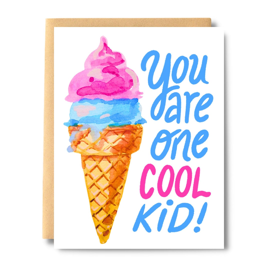 Ice Cream Cool Kid Card, Birthday Card for Kids, Congratulations for ...