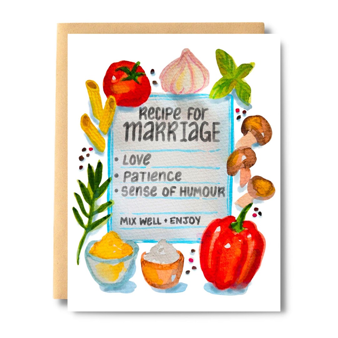Recipe for Marriage Wedding Card, Bride, Funny Wedding Card, Wedding ...