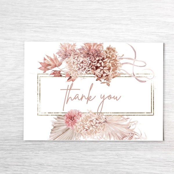 Printable Boho Thank You Card - Etsy