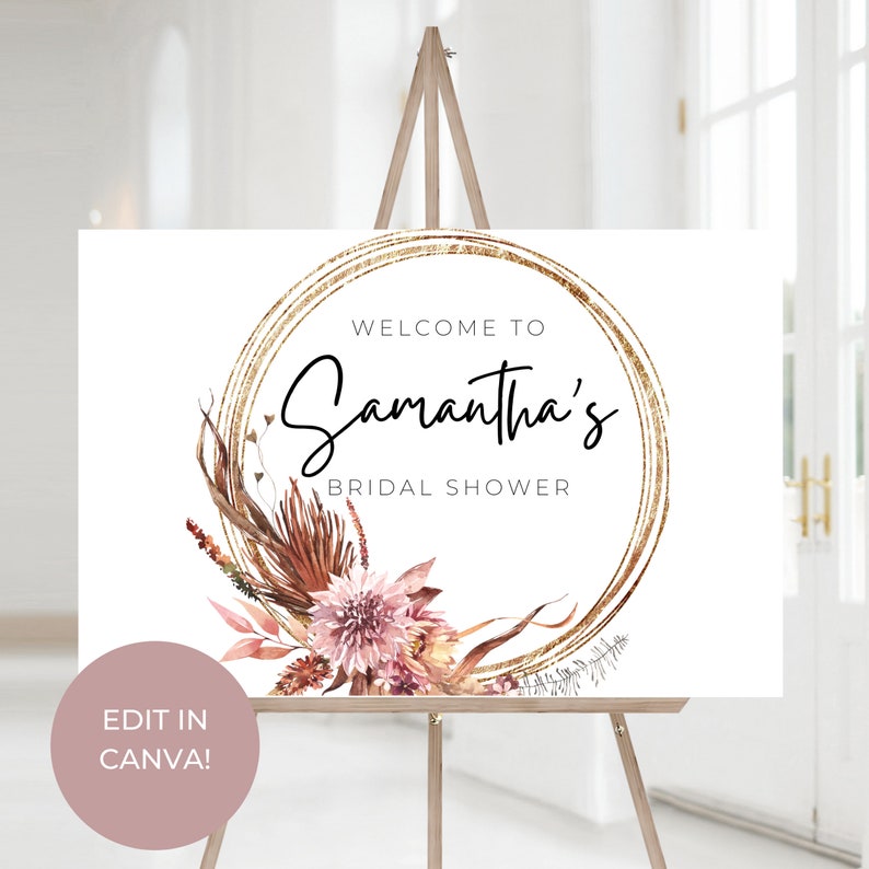 Editable Boho Bridal Welcome Sign Boho Bridal Shower Welcome - Etsy