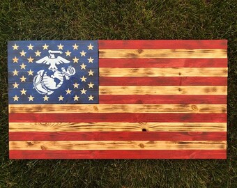 Usmc wood flag | Etsy