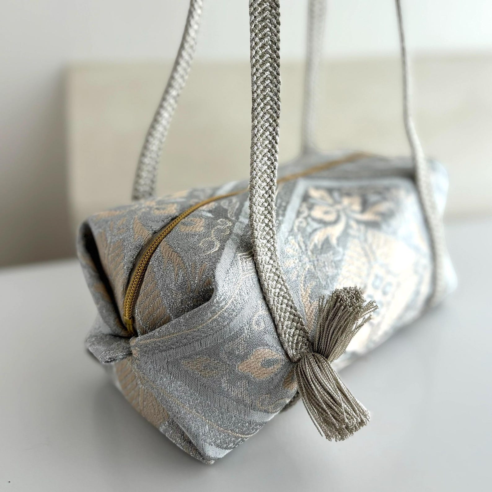 Saga Nishiki Box Pouch, Silver Thread Obi Bag, Obijime Handle Bag - Etsy