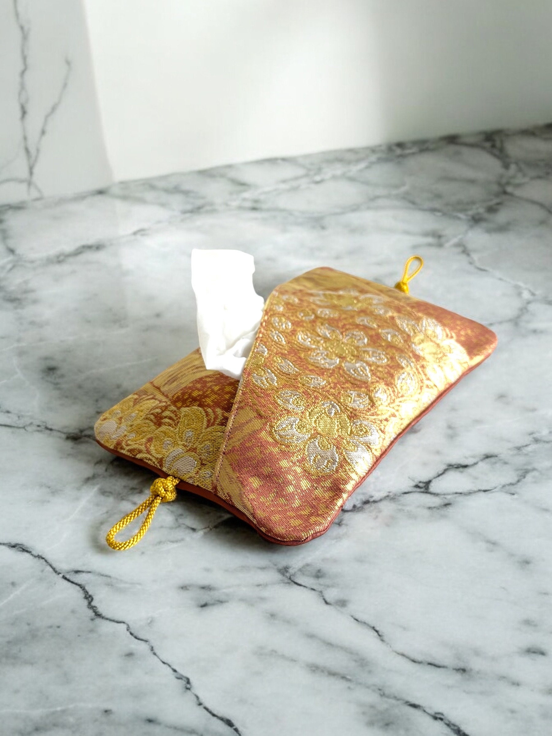 Handmade Japanese Obi Tissue Cover,gold and Silver Obi Fabric - Etsy