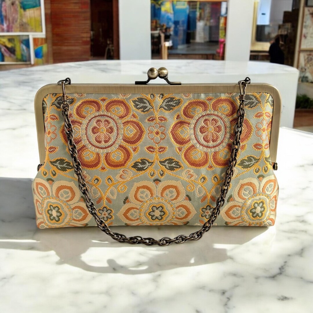Shosoin Pattern Bag in Chigusa Color,elegant Shosoin Obi Fabric Bag ...