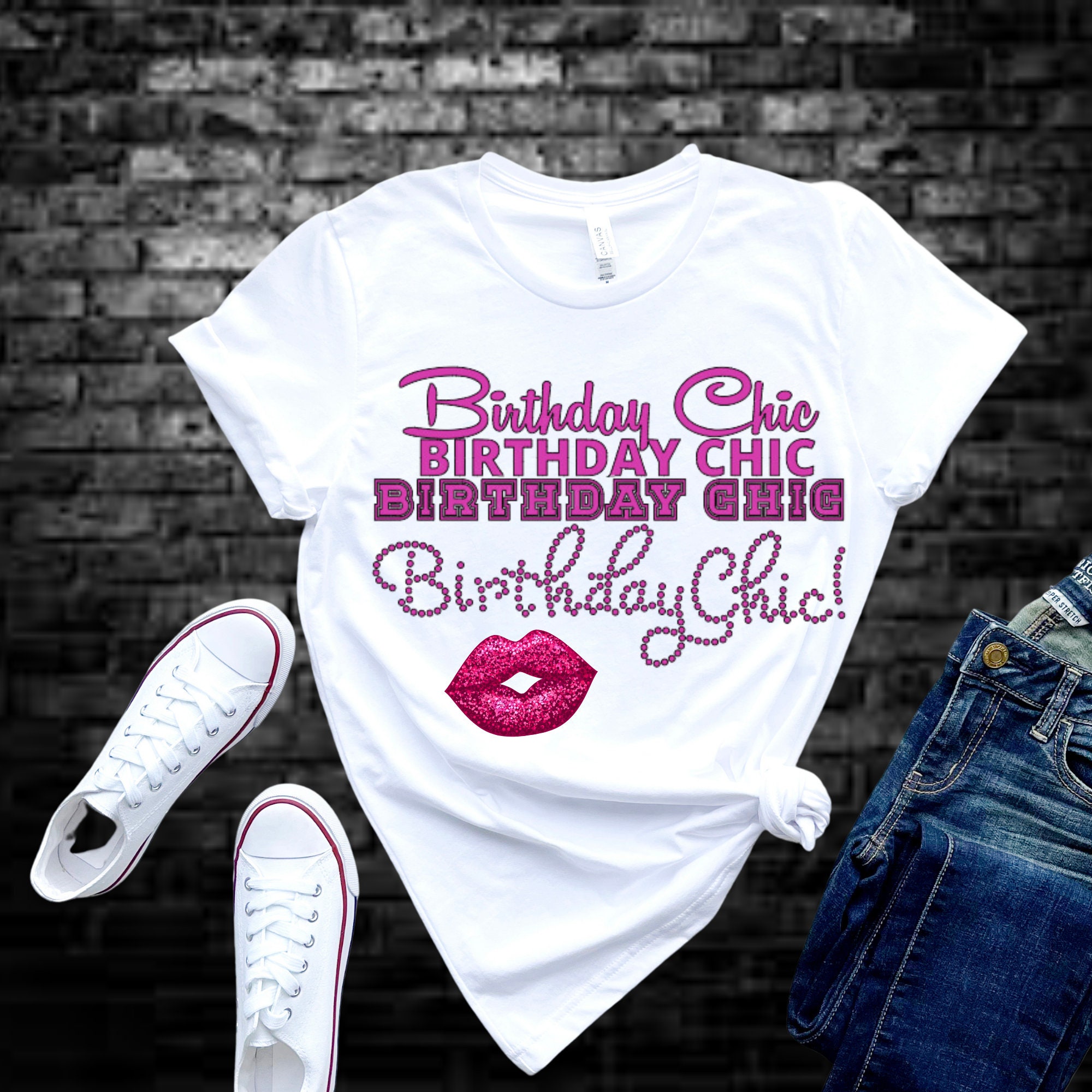 Hot Pink Birthday Chic | Mixed Design | Rhinestones | Birthday Girl ...