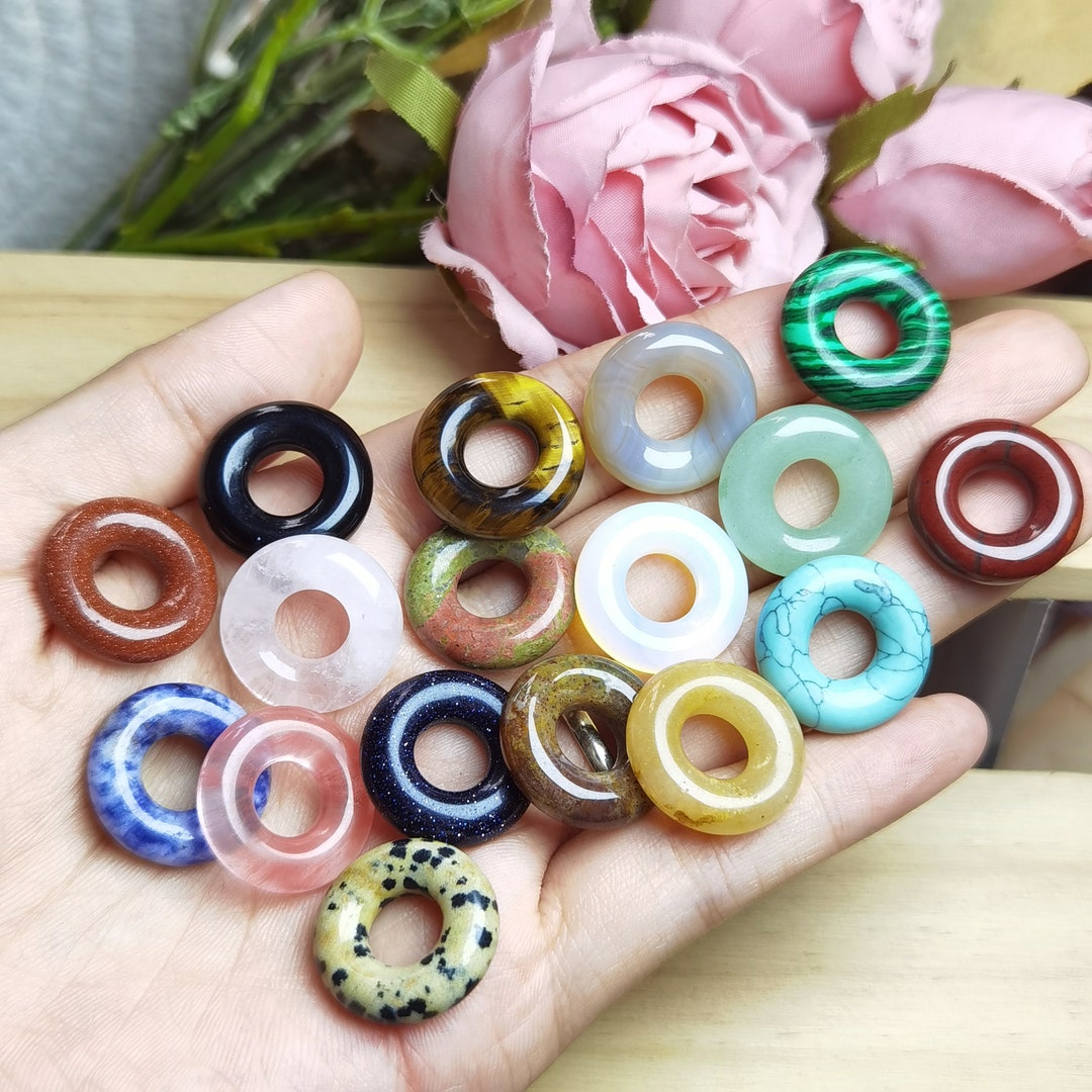 20mm Crystal Donut Pendant,anxiety Relief Crystal,gemstone Large Hole ...
