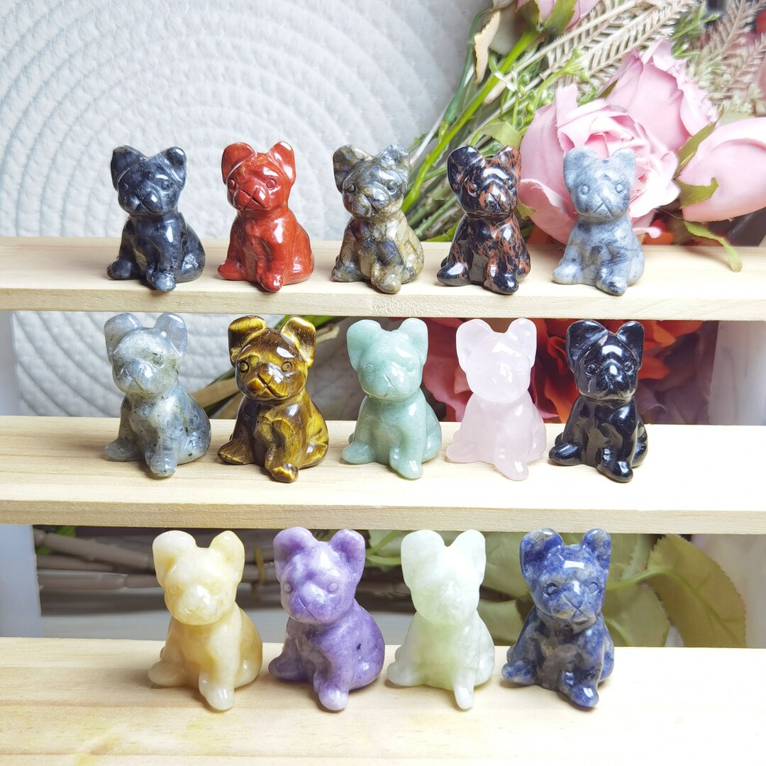 1.5inch Crystal Bulldog Statue,healing Quartz Bulldog Figurine,carved ...