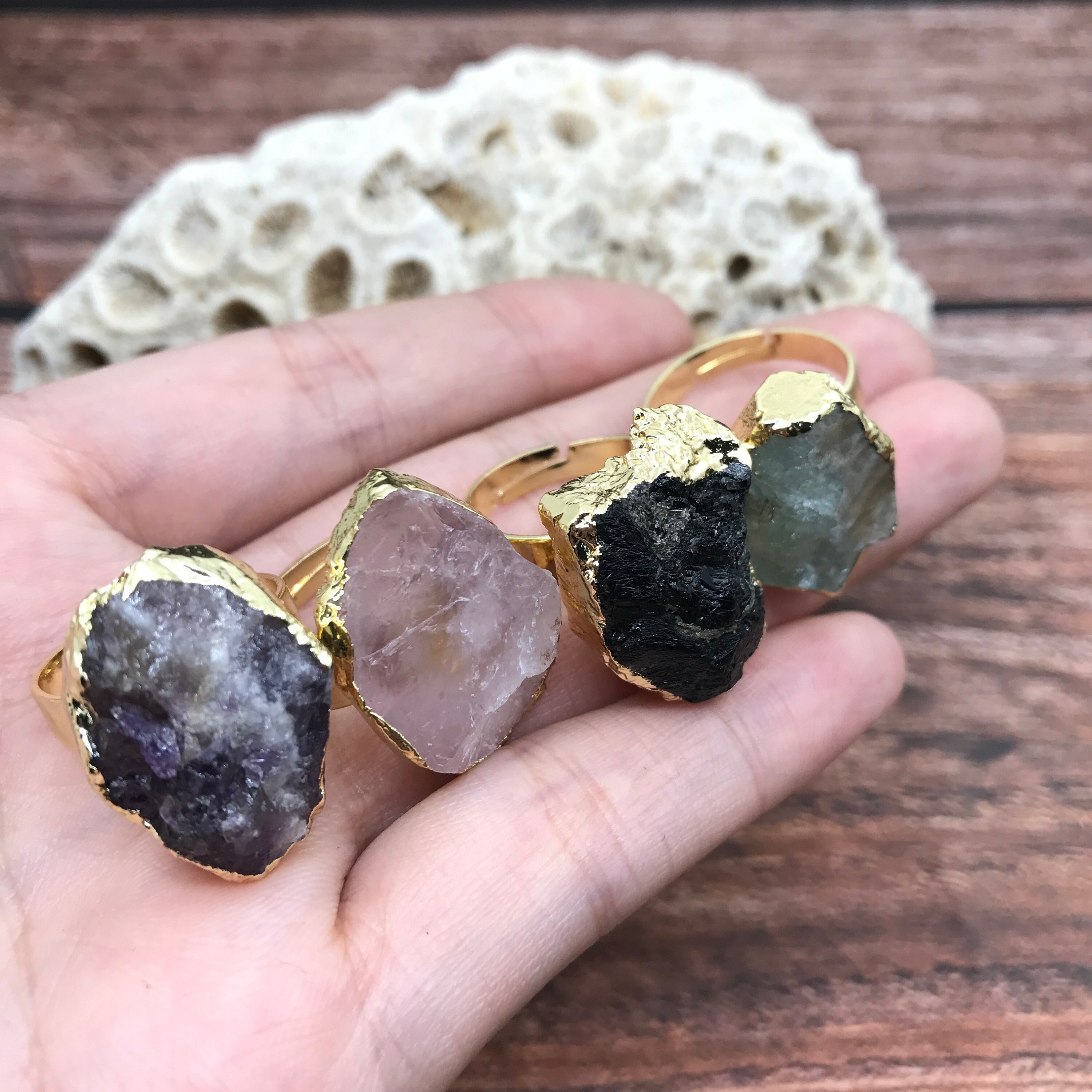 New Style Ring Cuff With Natural Gems Stone Ringsobsidian | Etsy