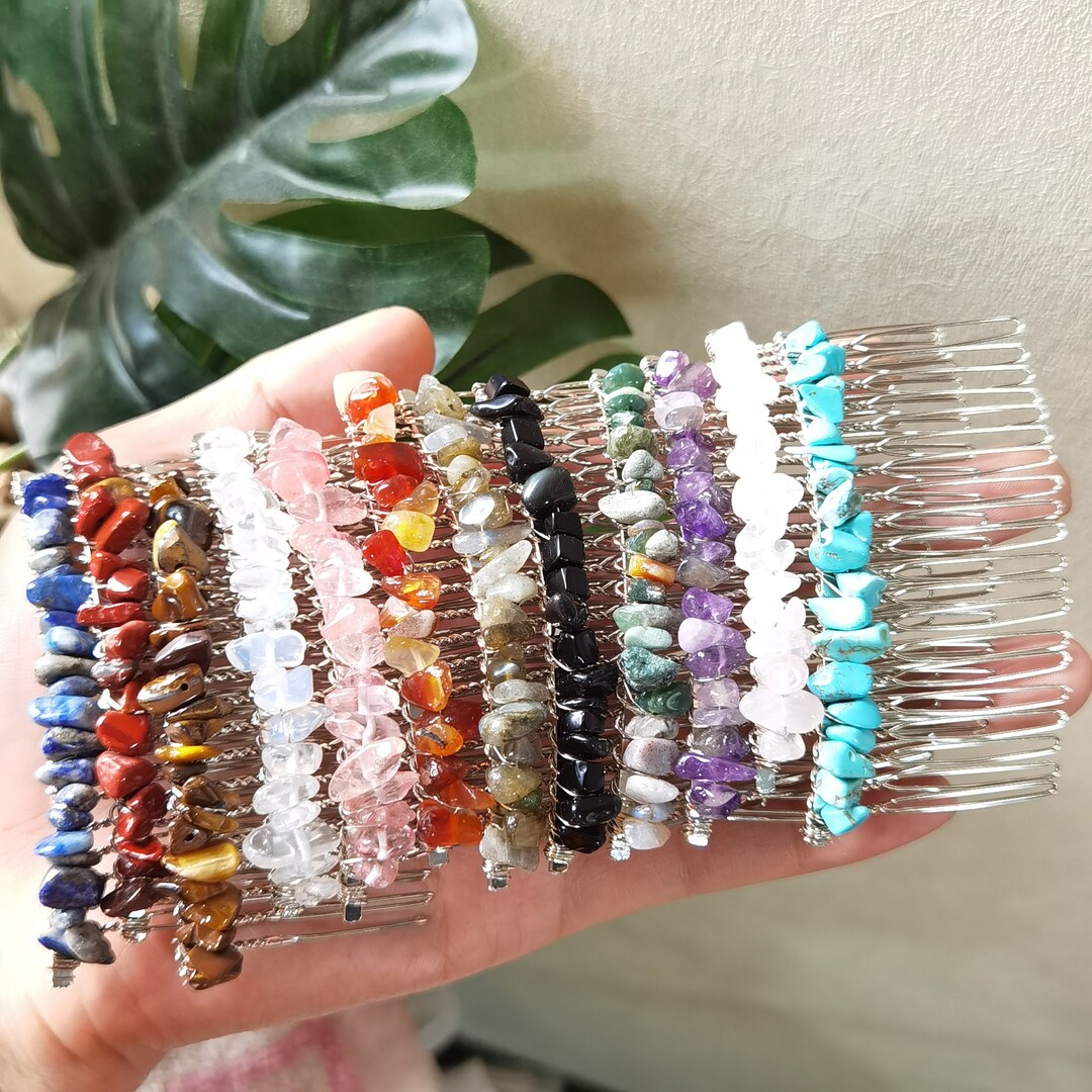 Crystal Chips Bead Hair Comb,gemstone Chips Hair Accessories Jewelry ...