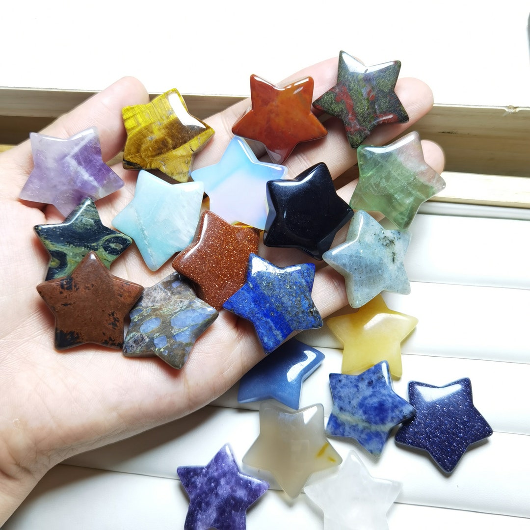 30mm Crystal Star Hand Carved Pendant Bead for Necklace,gemstone Star ...