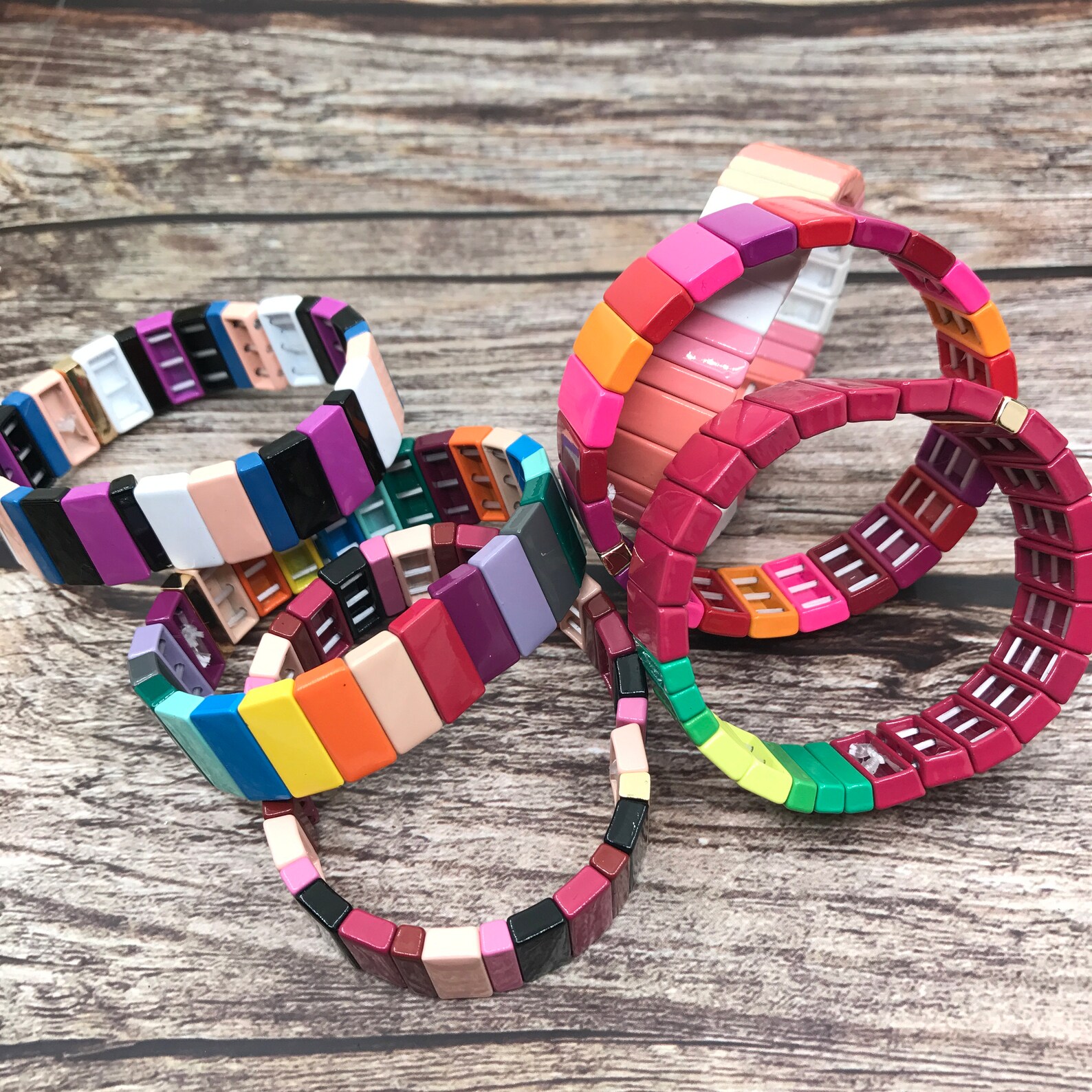 Large Tila Tile Bracelets multicolor Stack Tile Stretchy - Etsy