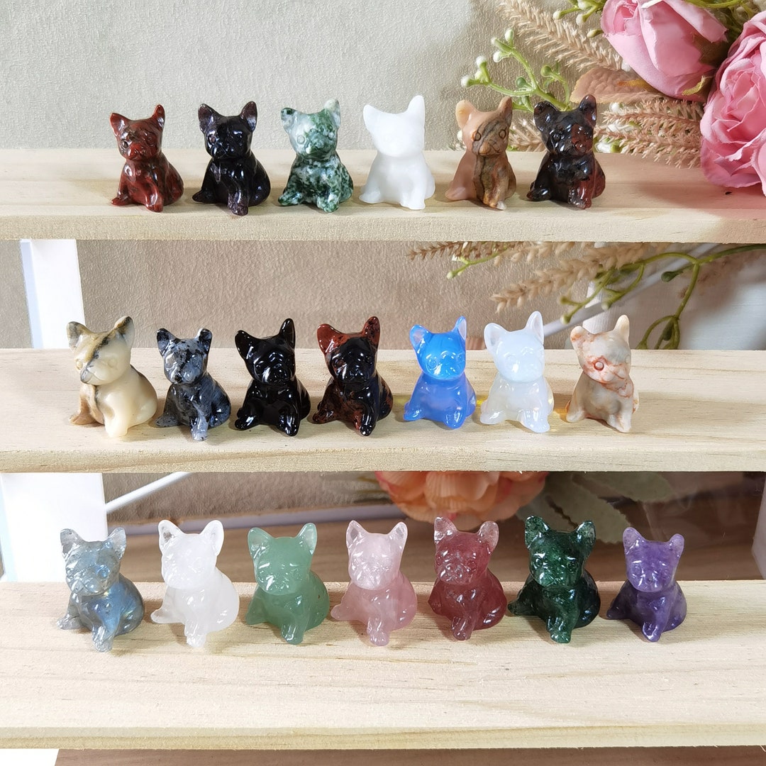 28mm Crystal Dog Decor,gemstone Dog Statue,carving Bulldog Decoration ...