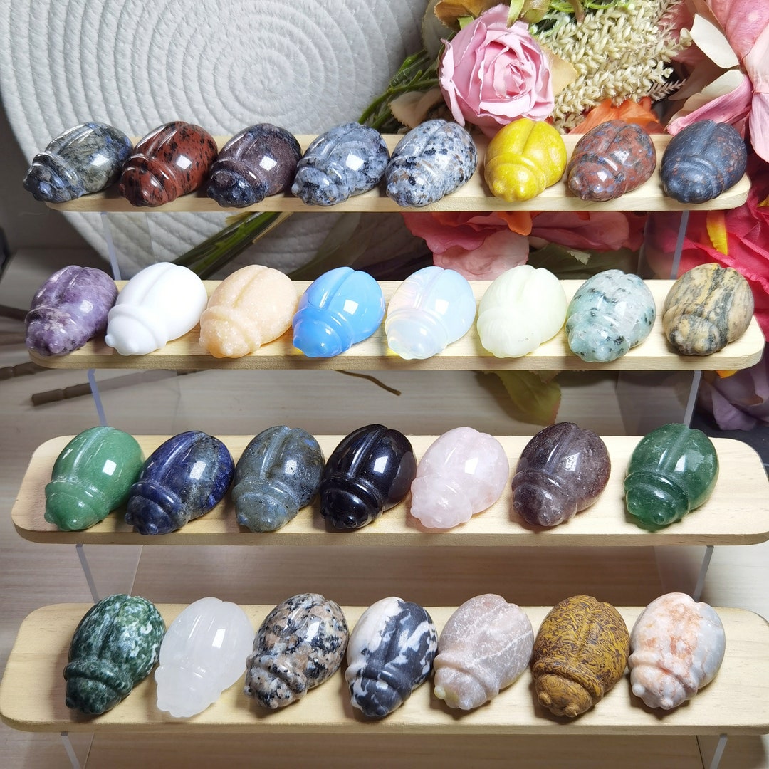 2 Gemstone Ladybug Statue Decor,healing Crystal Quartz Ladybird ...