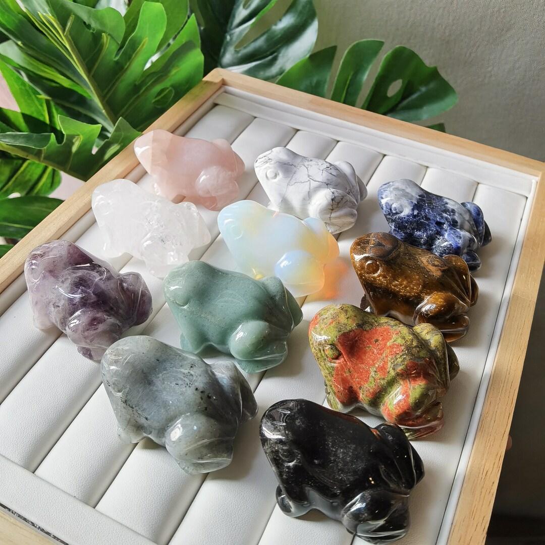 2inches,crystal Frog Statue, Hand Carved Gemstone Figurine, Home ...