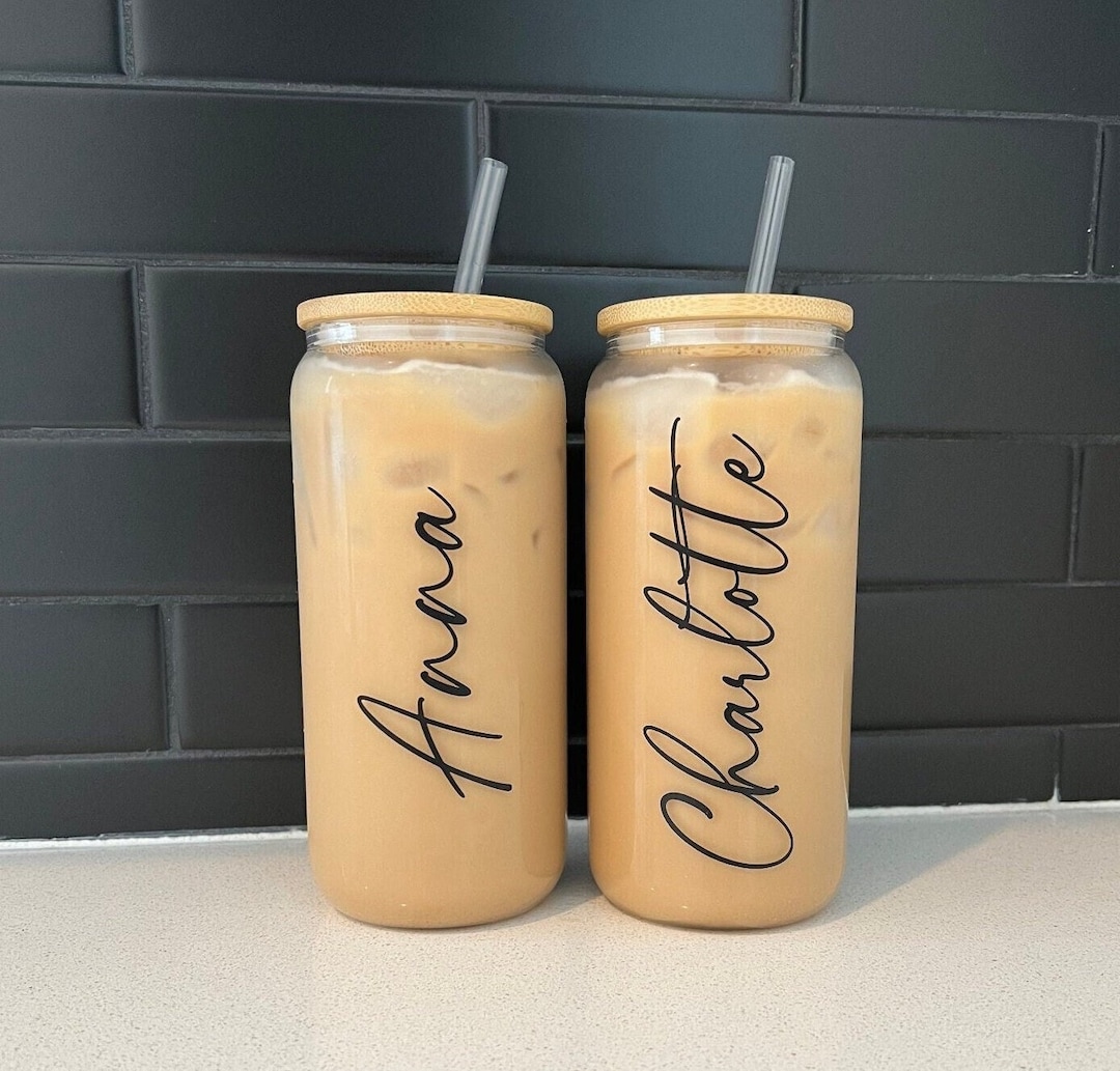 Personalized Iced Coffee Cup, 20oz Glass Cup, Custom Beer Can Glass ...