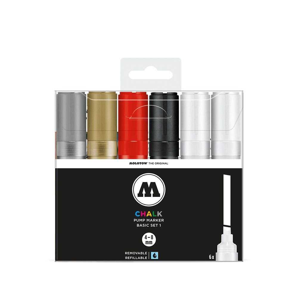 - 4-8mm Chisel Marker Pack Flowmaster Pump Pen Bundle 6 Molotow 327HS ...