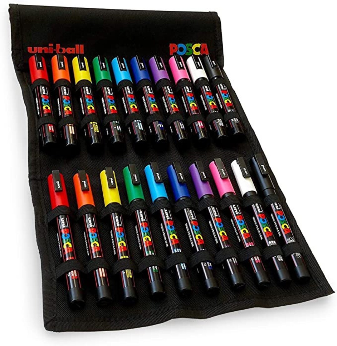 Uni Posca PC-3M & 5M Marker Pen Set With Wallet Case (20 Pack) Acrylic ...
