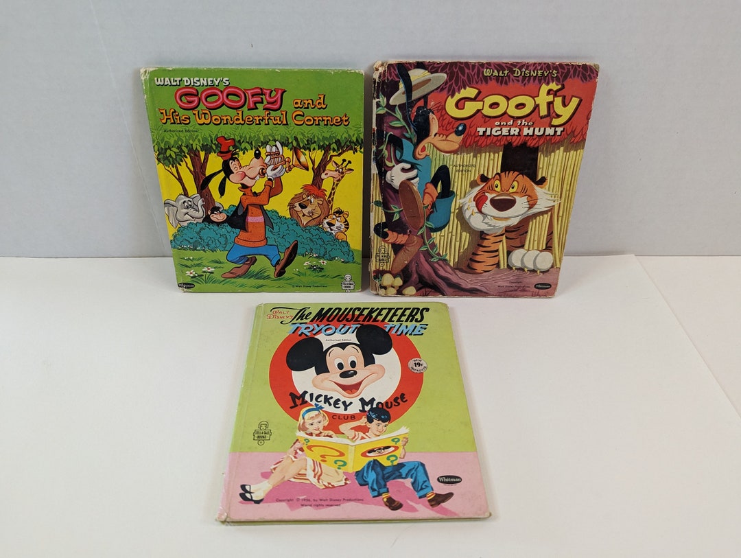 1950s & 60s Disney Books 3 Whitman Goofy the Mouseketeers Mickey Mouse ...