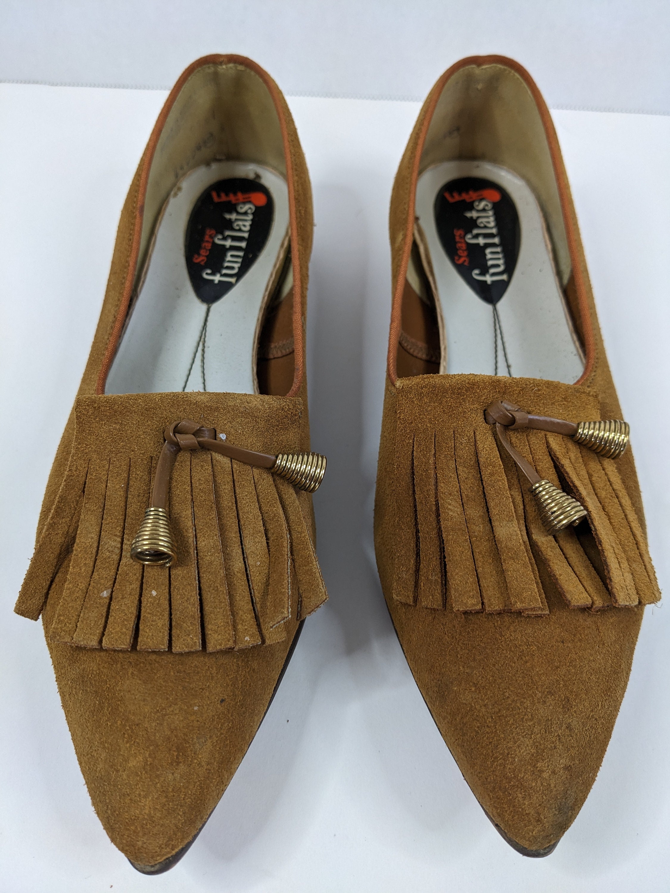 Original 1960s Sears Fun Flats Shoes Size 5 1/2 Brown Suede Like With ...