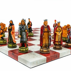 King Arthur Camelot Premium Chess Set With Leather Board 36 - Etsy