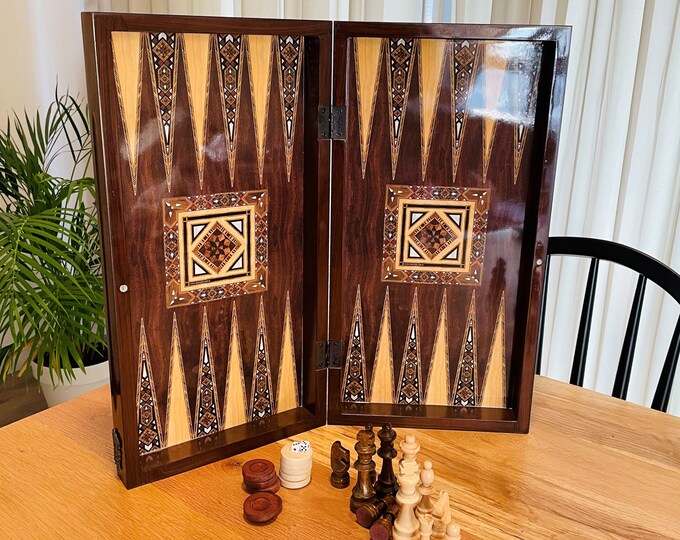 Backgammon Set 21 Inches, Luxury Backgammon Board, HQ Solid Olive Wood ...