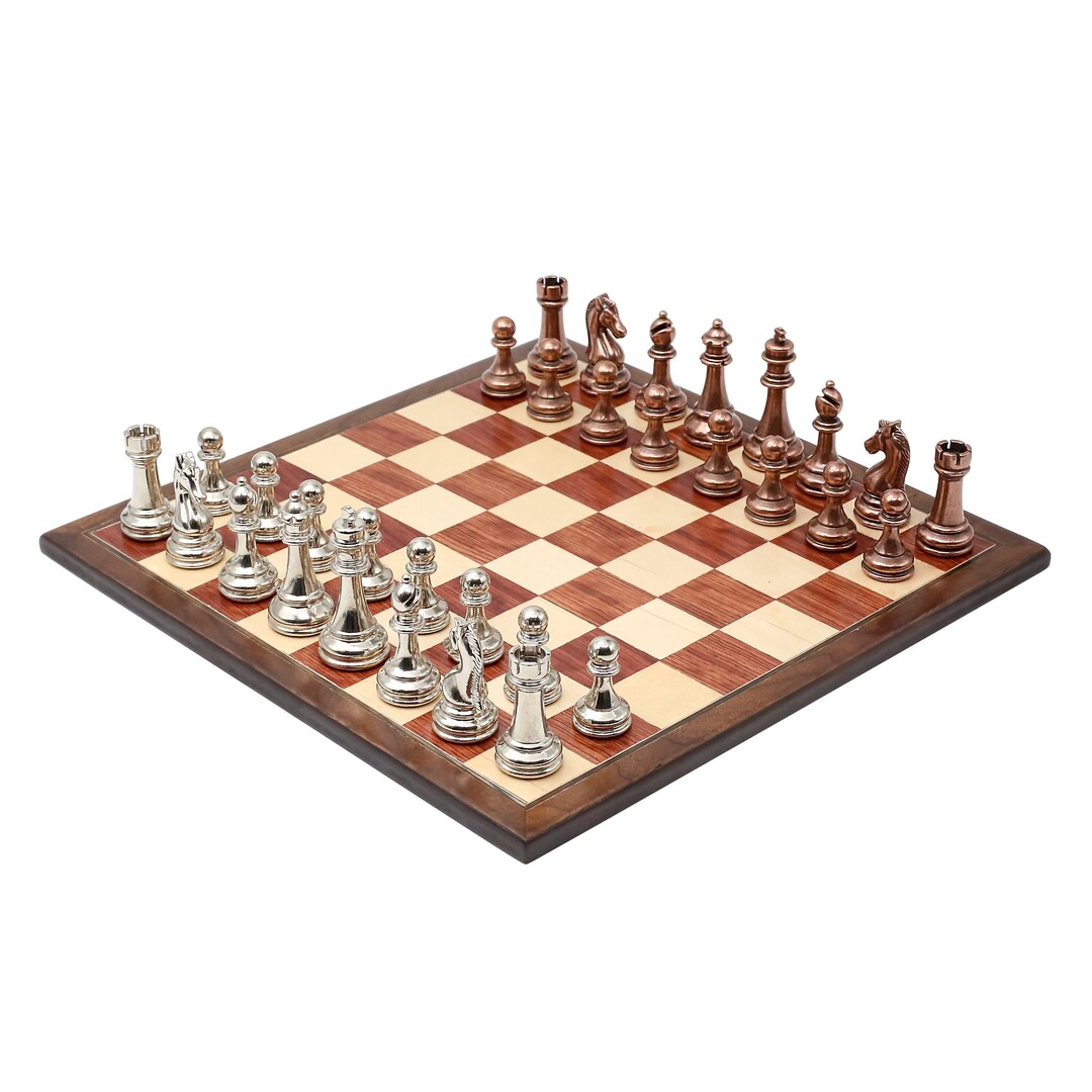Colorful Metal Classic Chess Set With Cherry Solid Wood Premium Chess ...