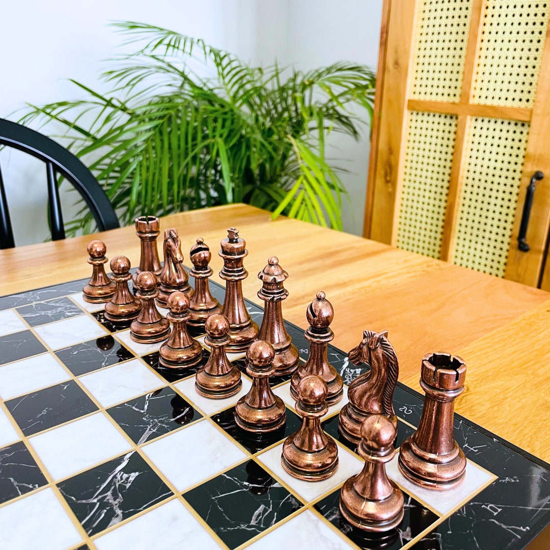Custom Metal Chess Set With Storage 36 X 36 Cm-30 X 30 Cm - Etsy