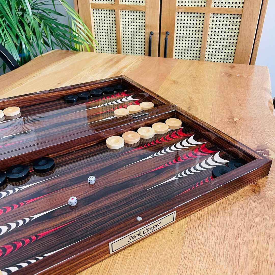Custom Large Backgammon Set, Personalized Wooden Chess Set With Storage ...