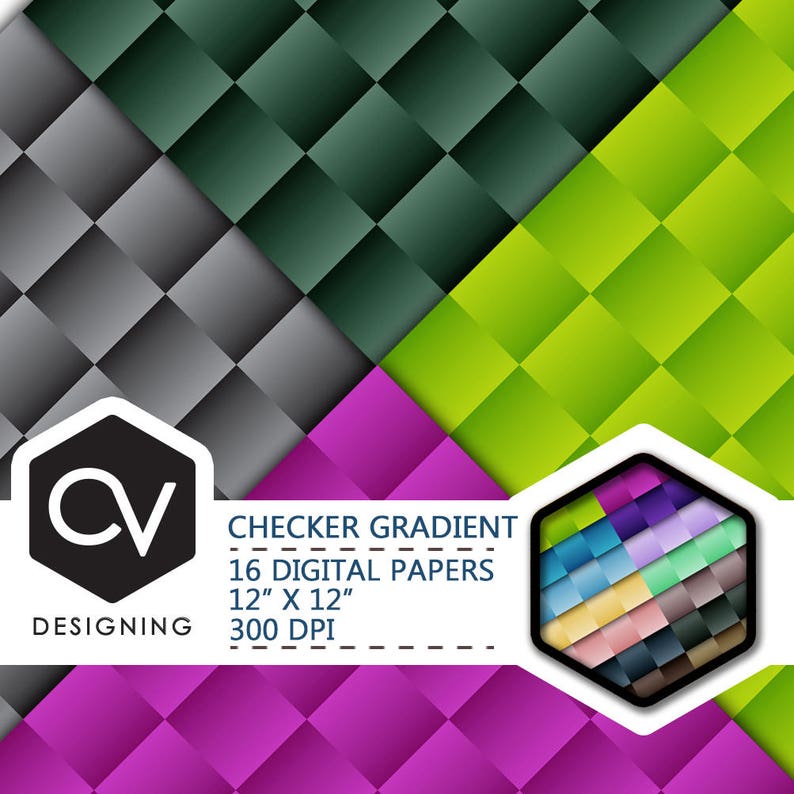 Checker Gradients 12x12 16 Pack Seamless Digital - Etsy