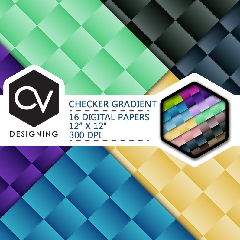 Checker Gradients 12x12 16 Pack Seamless Digital | Etsy