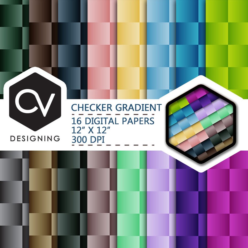 Checker Gradients 12x12 16 Pack Seamless Digital - Etsy