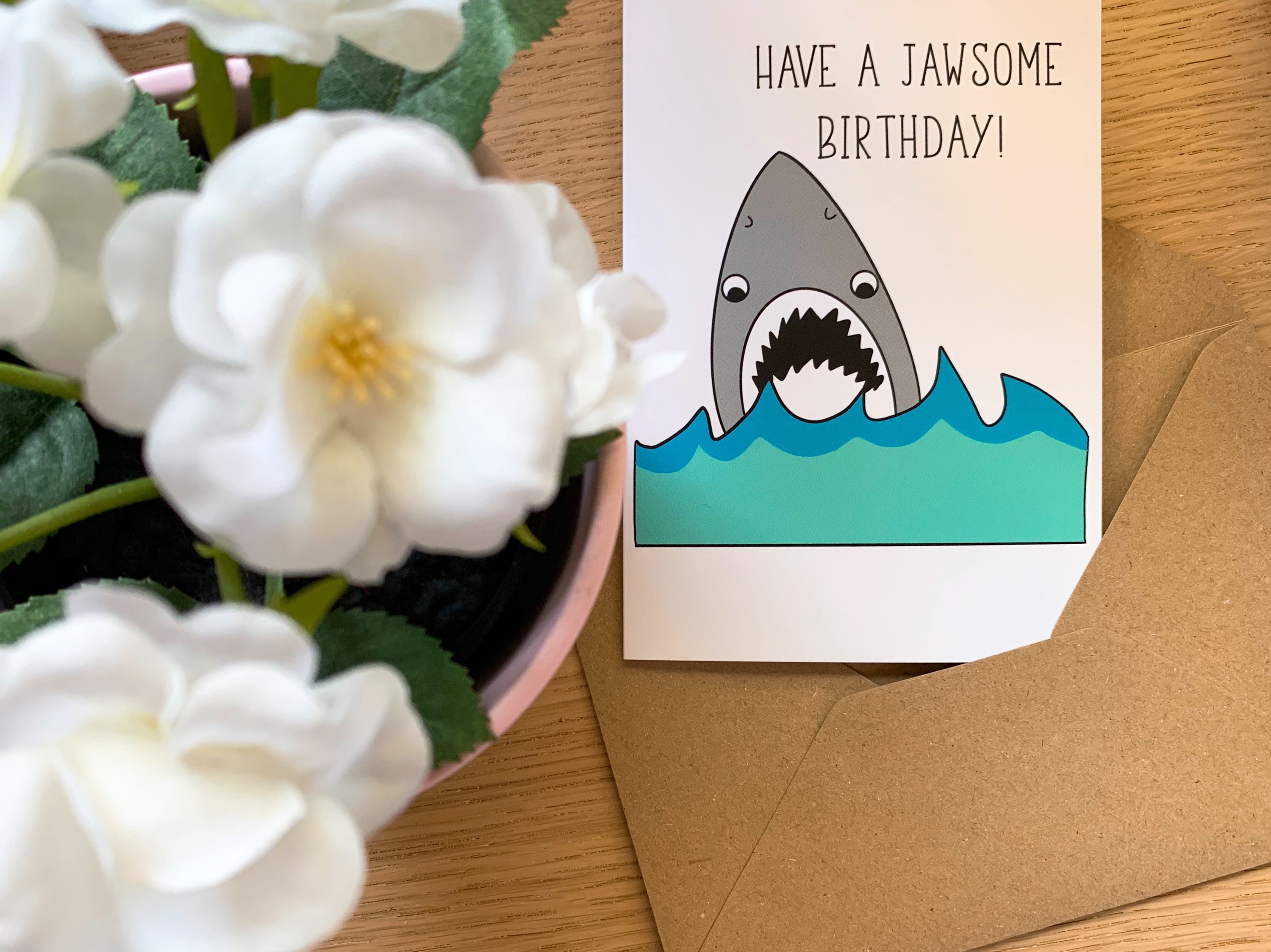 Have A Jawsome Birthday Shark Happy Birthday Card Pun Etsy