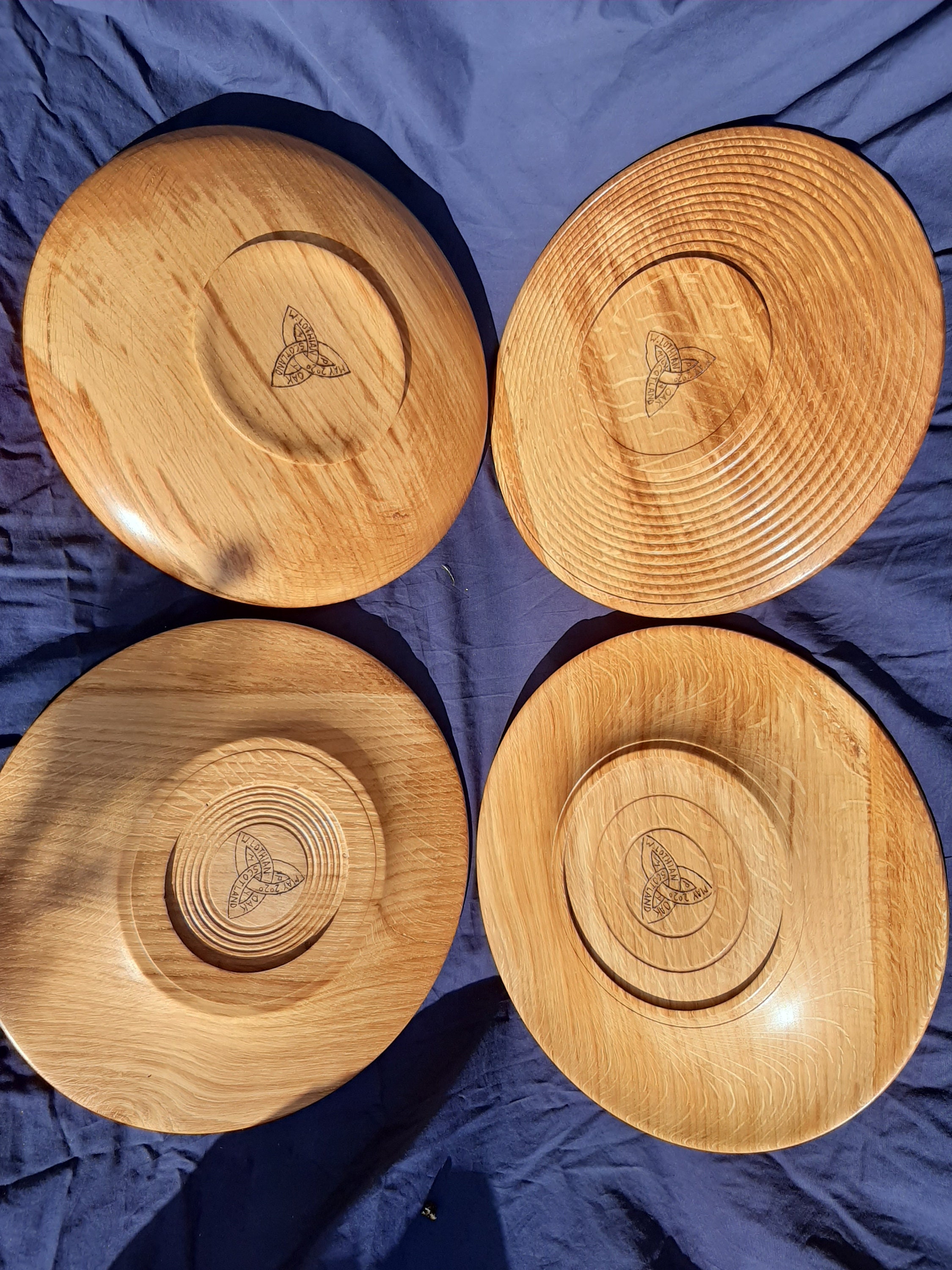 One Large Hand Turned Oak Platter. 12" - 12.5" Approx Diameter. One of ...
