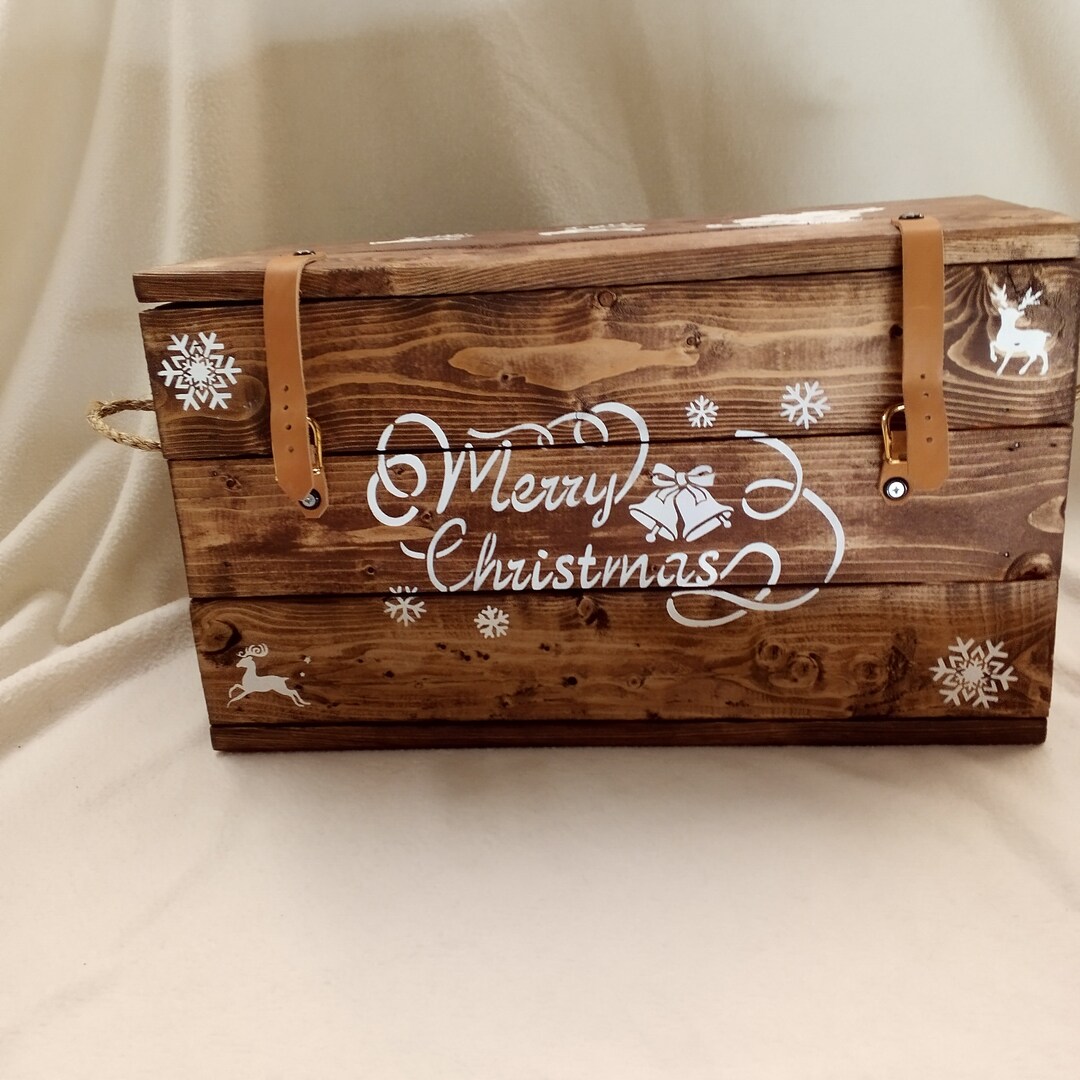 Merry Christmas Rustic Storage Box Holidays Storage Rustic - Etsy