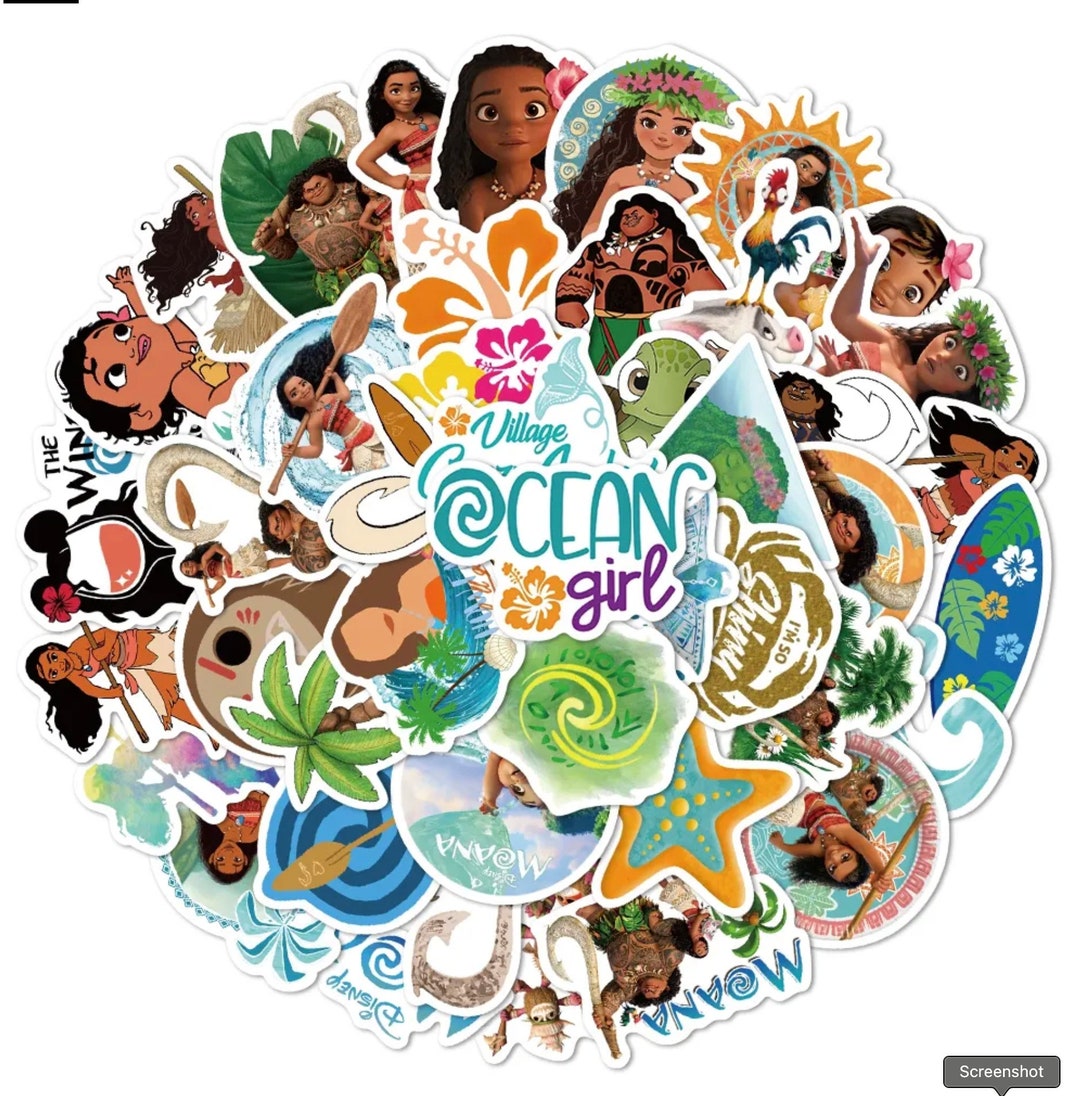 Movie Moana Stickers Disney Princess Waterproof Decals for Laptop ...