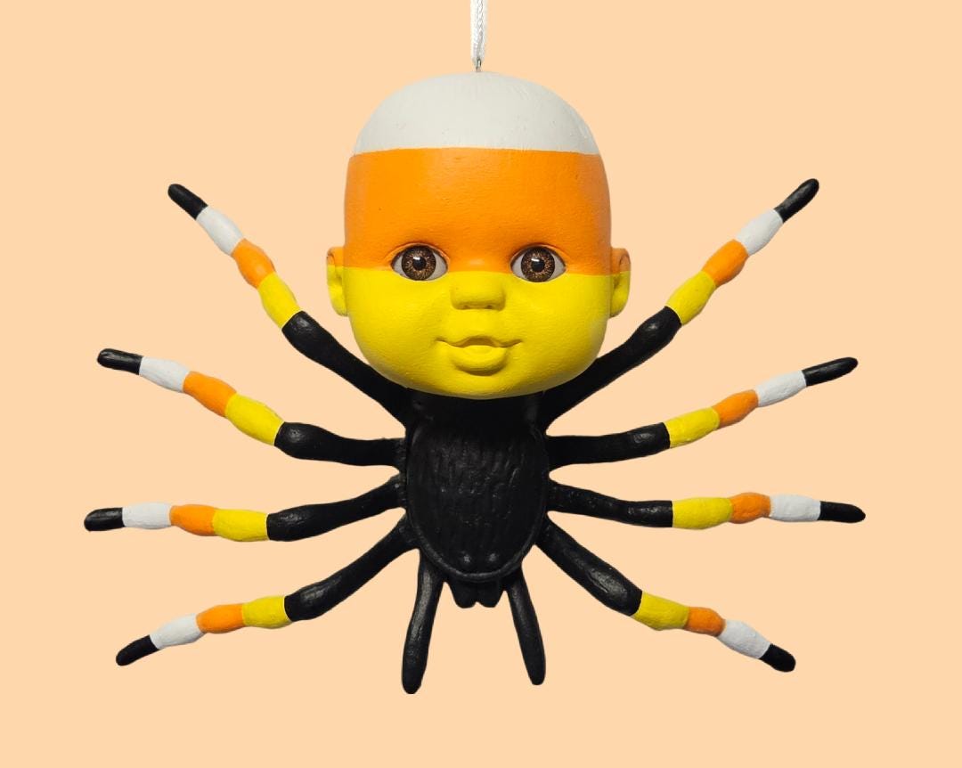 OOAK Candy Corn Spider Baby Doll Head Wall Art FLEA MARKET - Etsy
