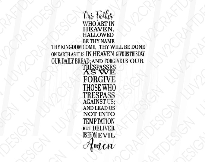 Svg/png/dxf/jpg cross the Lords Prayer Vector Art Saying - Etsy