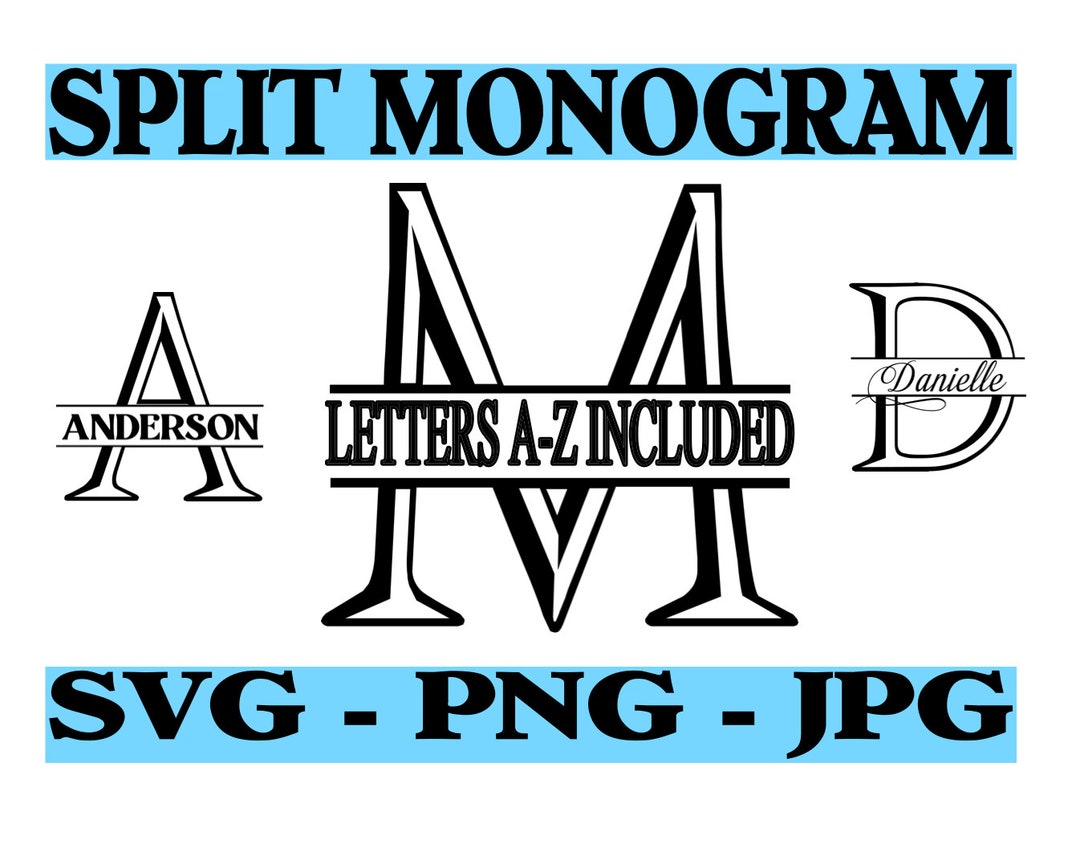 Split Monogram SVG Bundle, Split Letter SVG, Alphabet Clipart, Last ...