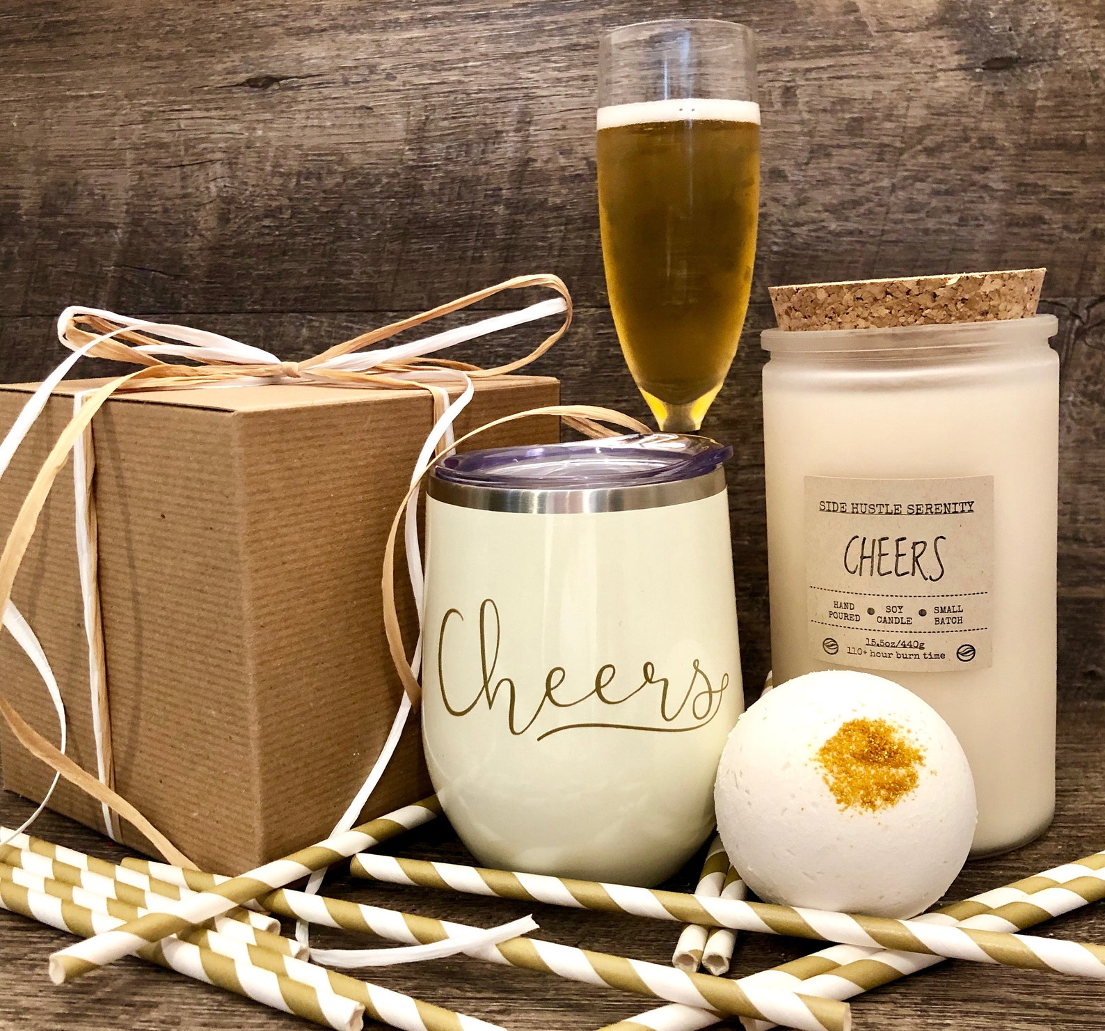 CHEERS Champagne Scented Soy Candle | Etsy