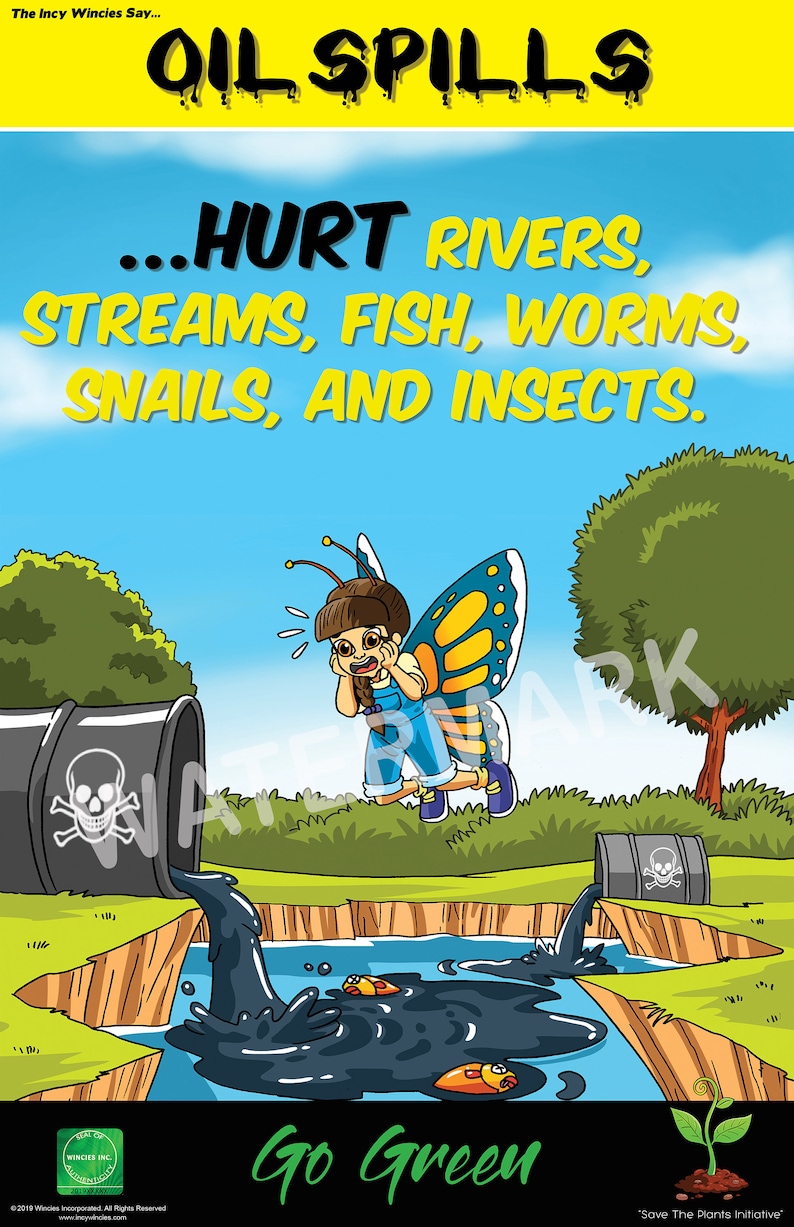 Kids Environmental Posters Oil Spills Save The Earth Oil | Etsy